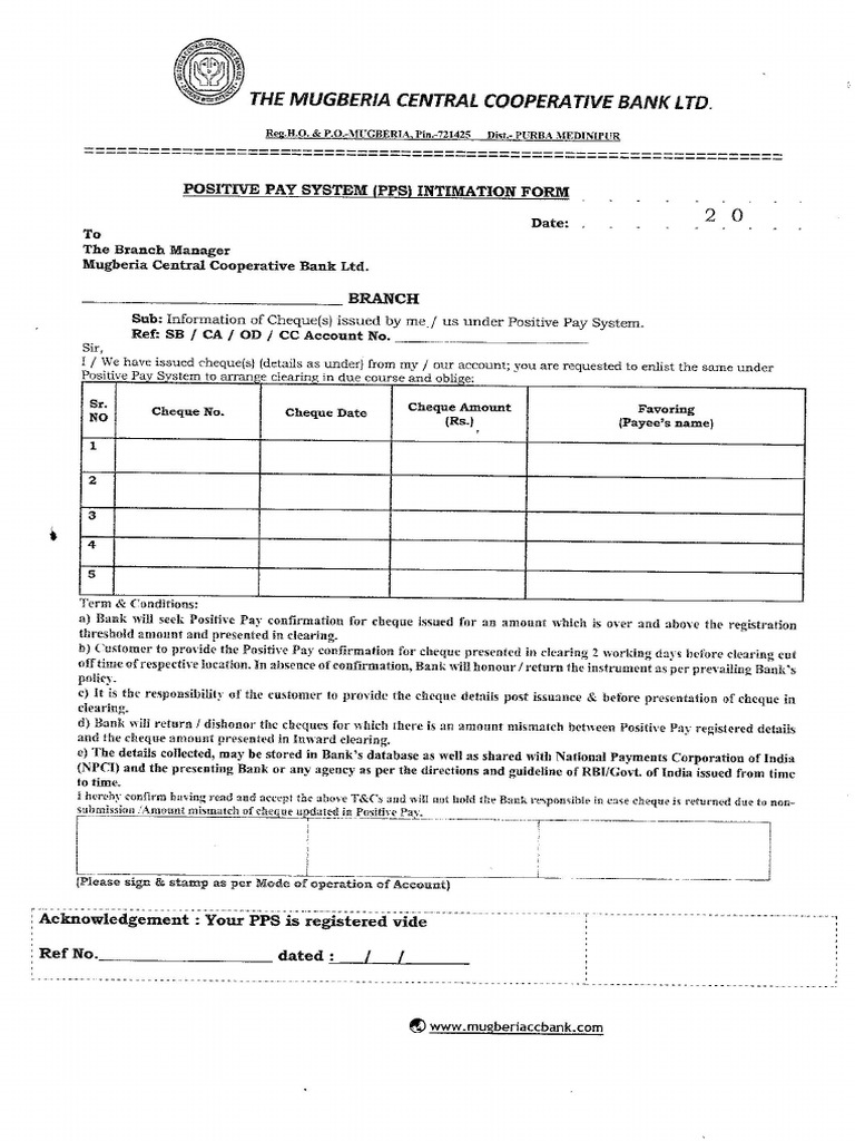 Mugberia Bank Pps Form | PDF
