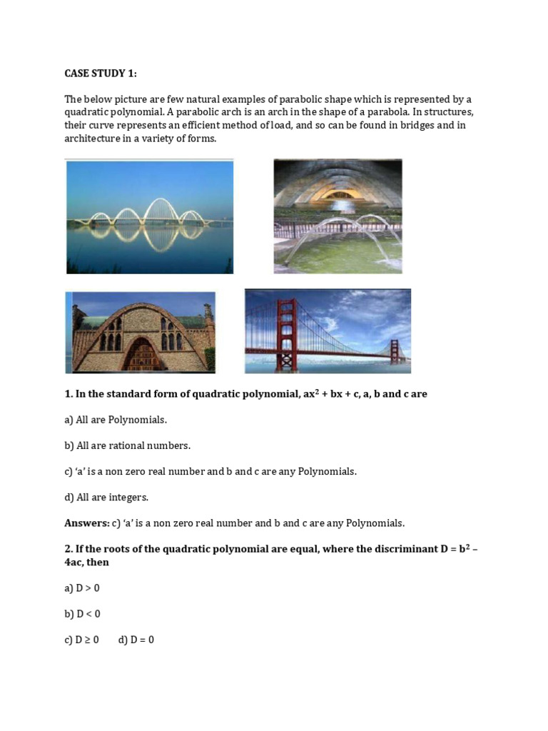 Case Study Questions L.no.2 | PDF | Polynomial | Elementary Mathematics