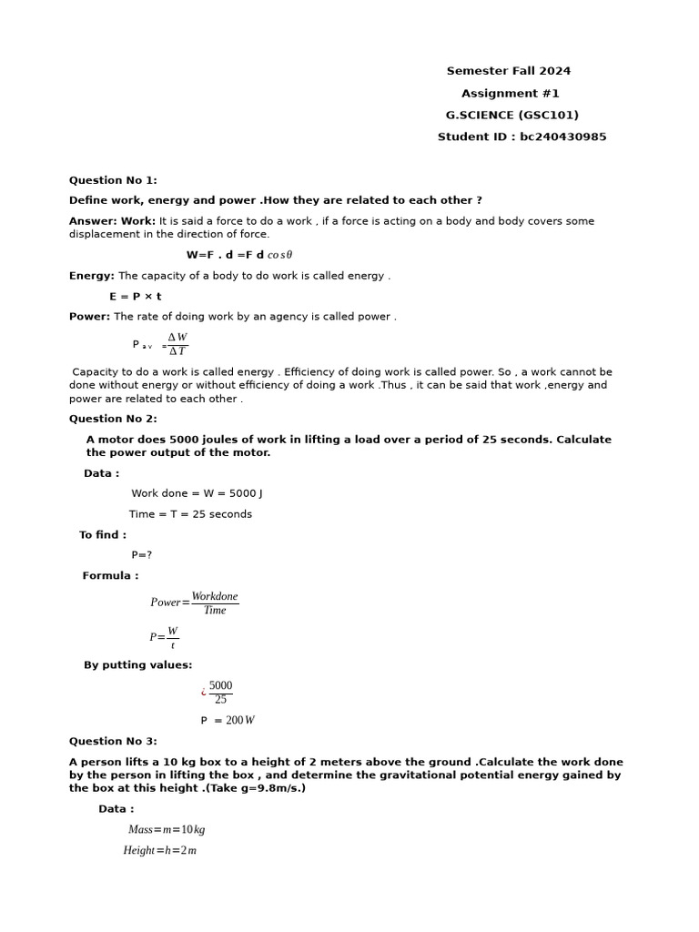 Work, Energy, and Power Explained | PDF | Force | Newton's Laws Of Motion