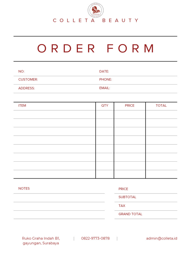 Black and White Simple Purchase Order Form A42 | PDF