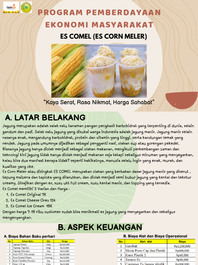 Es Comel: Minuman Jagung Manis Menguntungkan | PDF