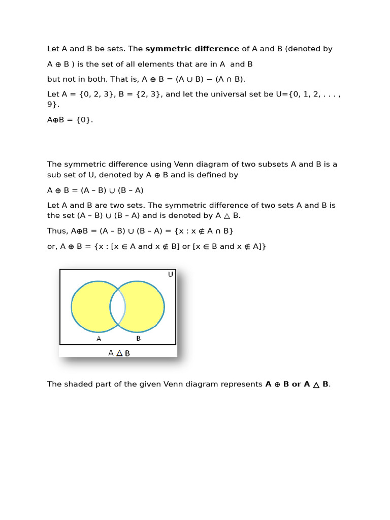 Symmetric Difference | PDF