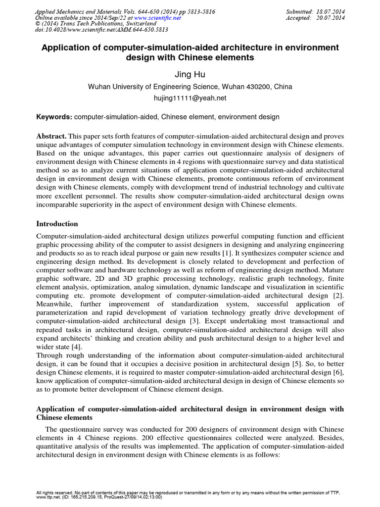 Application of Computer-Simulation-Aided Architecture in Environment Design With Chinese ...