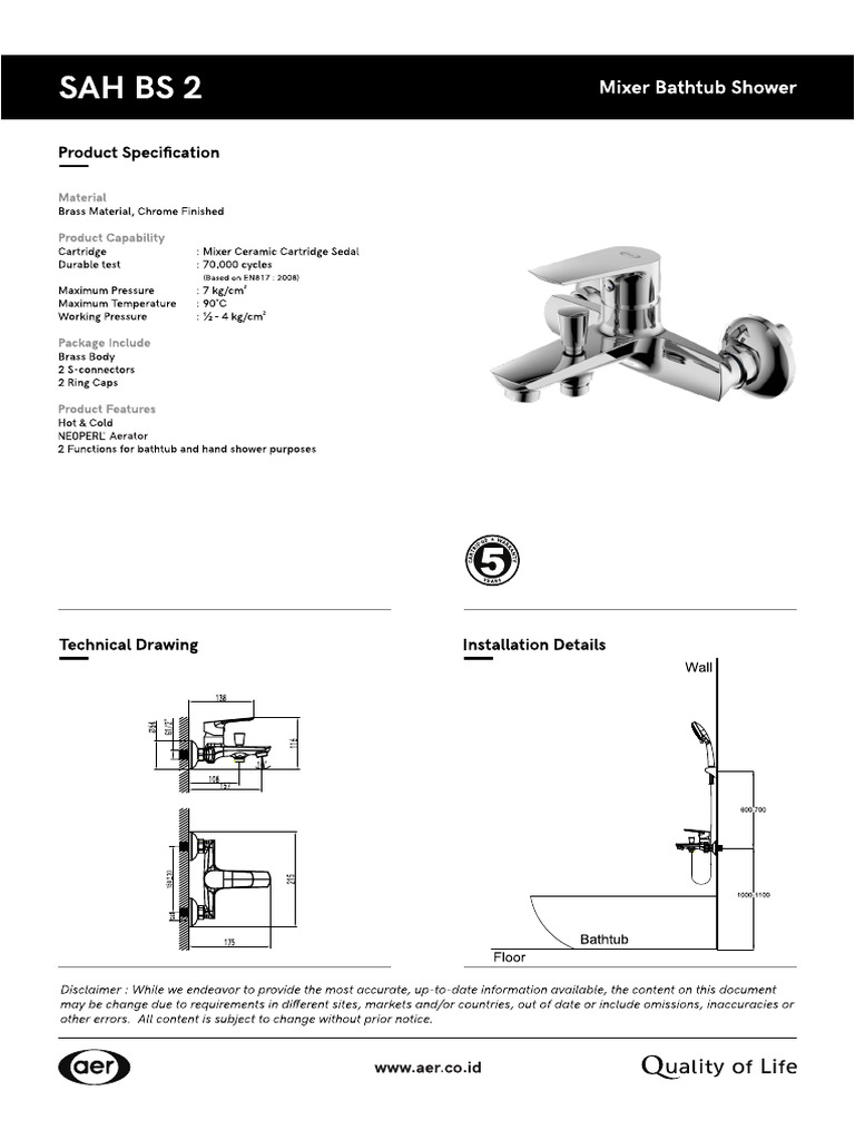 SAH-BS-2 AER SAnitary | PDF
