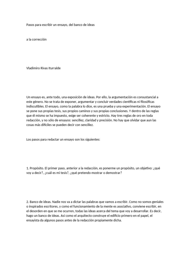 Pasos para Escribir Un Ensayo | PDF | Ensayos