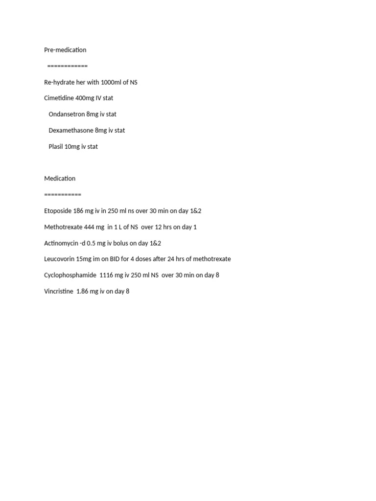 EMACO Chemotherapy Protocol Overview | PDF | Wellness