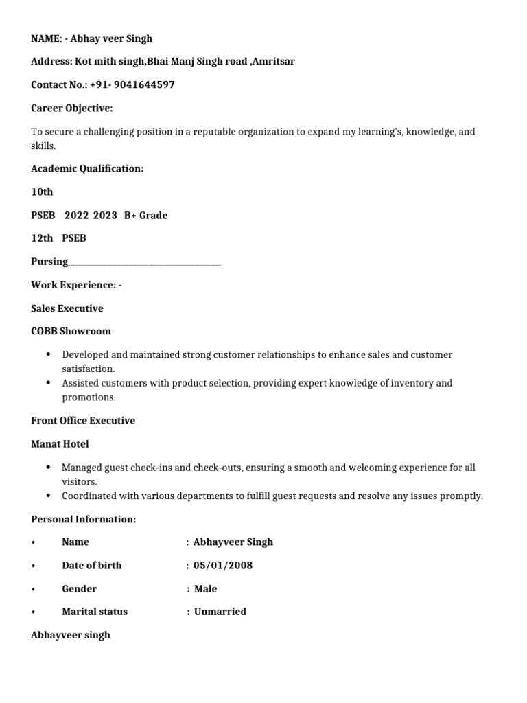 CV Abhay | PDF | Career & Growth
