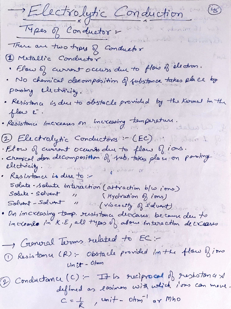 Electrolytic Conduction | PDF