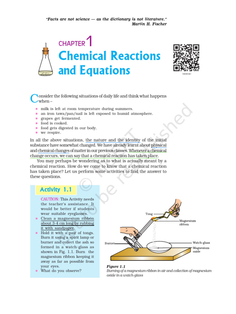 Chemical Reactions and Equations 1 | PDF