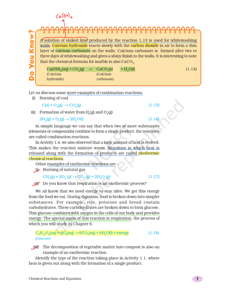 Chemical Reactions and Equations 7 | PDF | Chemical Reactions ...