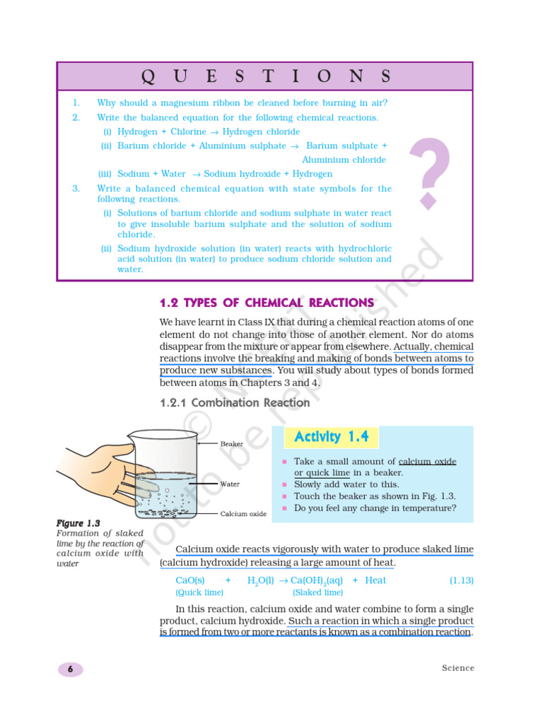 Chemical Reactions and Equations 6 | PDF | Chemical Reactions | Hydroxide