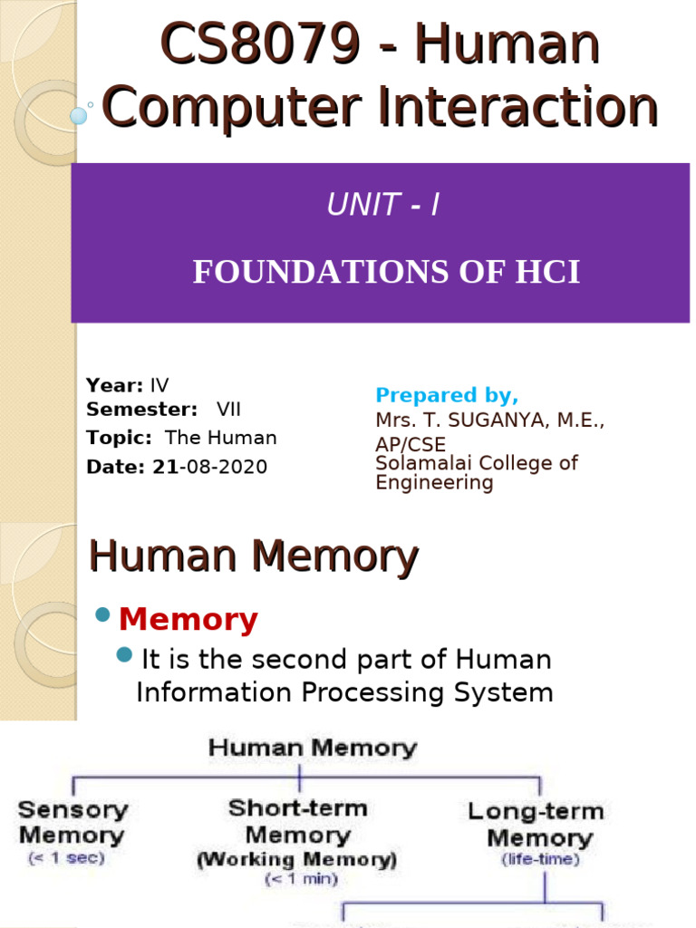 HCI U-I Human Memory | PDF | Memory | Psychology