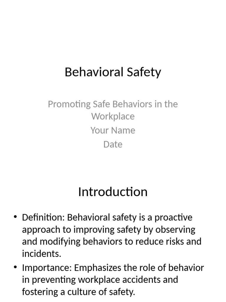 Behavioral Safety Presentation | PDF | Business | Art