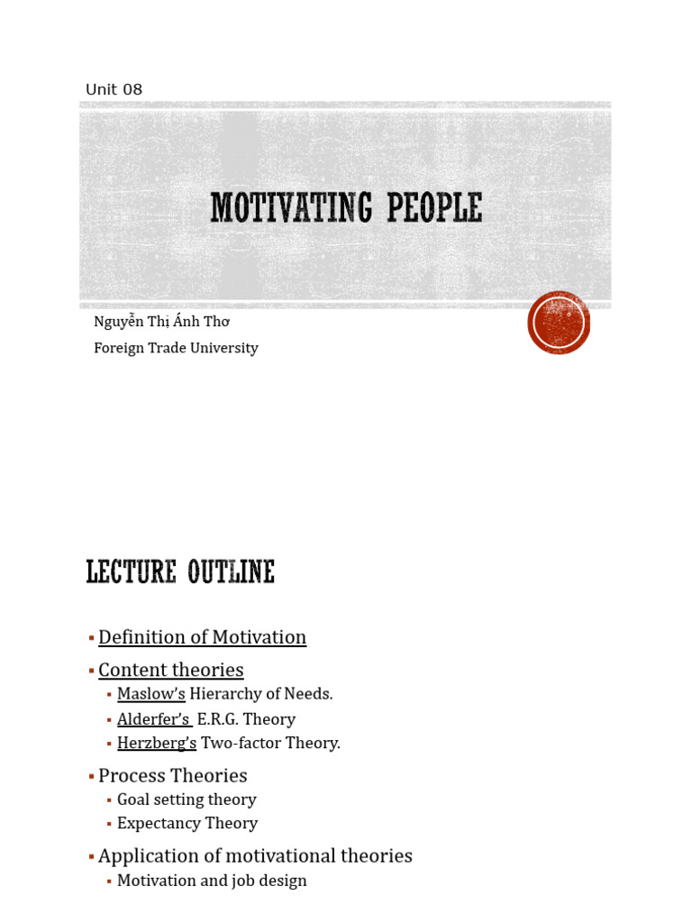 Unit 08 Motivation | PDF | Motivational | Motivation