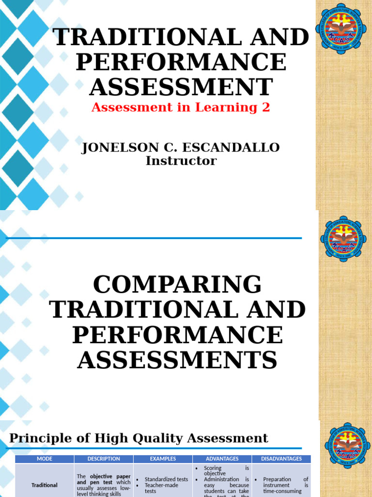 03 Traditional Vs Authentic Assessment | PDF | Educational Assessment | Cognitive Science