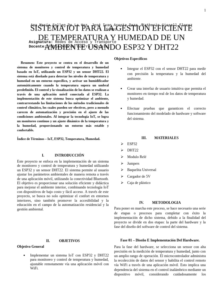 Articulo Del Proyecto - Redes | PDF | Internet de las Cosas | Hardware de la computadora
