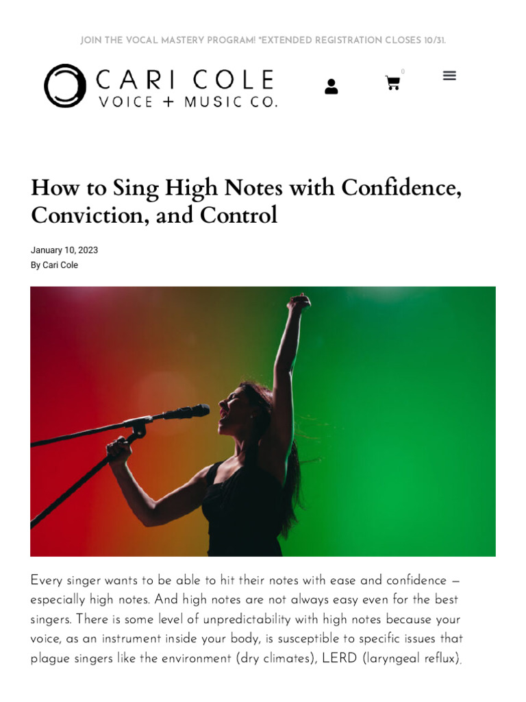 How To Sing High Notes With Confidence, Conviction, and Control | PDF ...