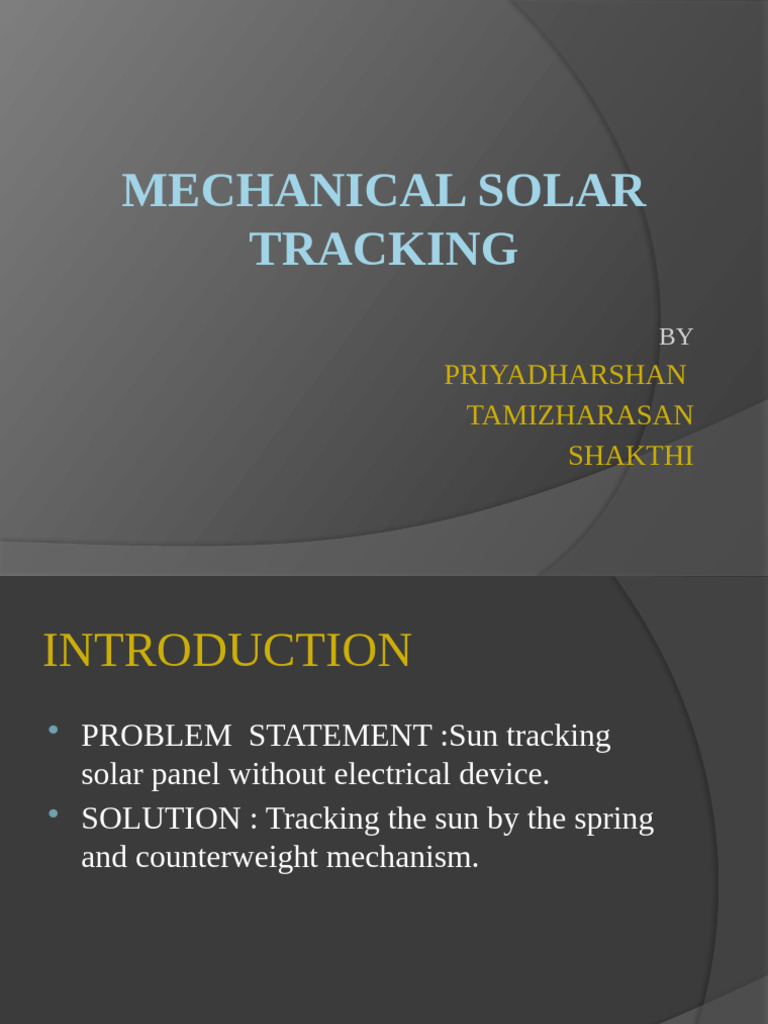 Mechanical Solar Tracker Design | PDF | Off The Grid | Energy And The ...