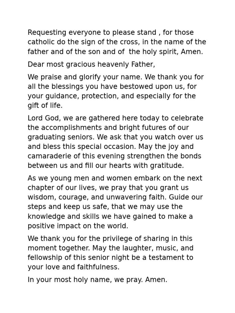 Seniors Night Opening Prayer | PDF