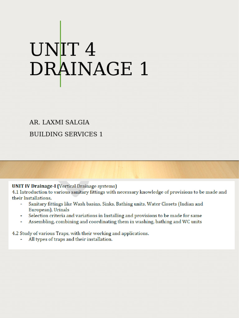 Unit 4 Drainage-I | PDF | Sanitary Sewer | Storm Drain