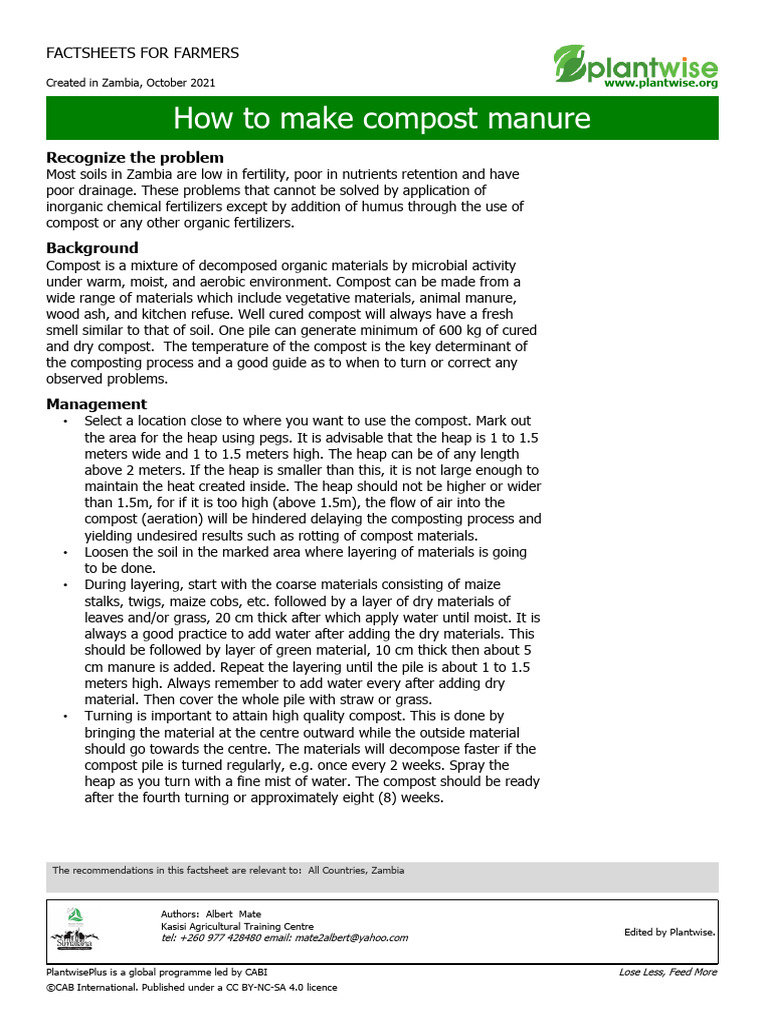 Mate 2021 How To Make Compost Manure | PDF | Compost | Soil