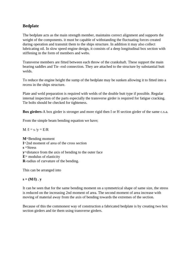 Engine Bedplate Design Guide | PDF | Bending | Mechanics