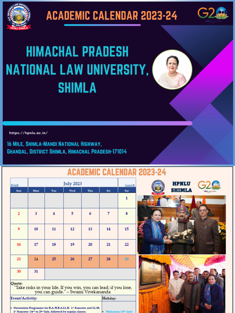 HPNLU Academic Calendar 2023-2024 | PDF