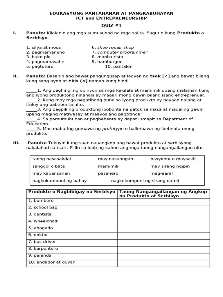 Epp Ictandentrep q1 | PDF