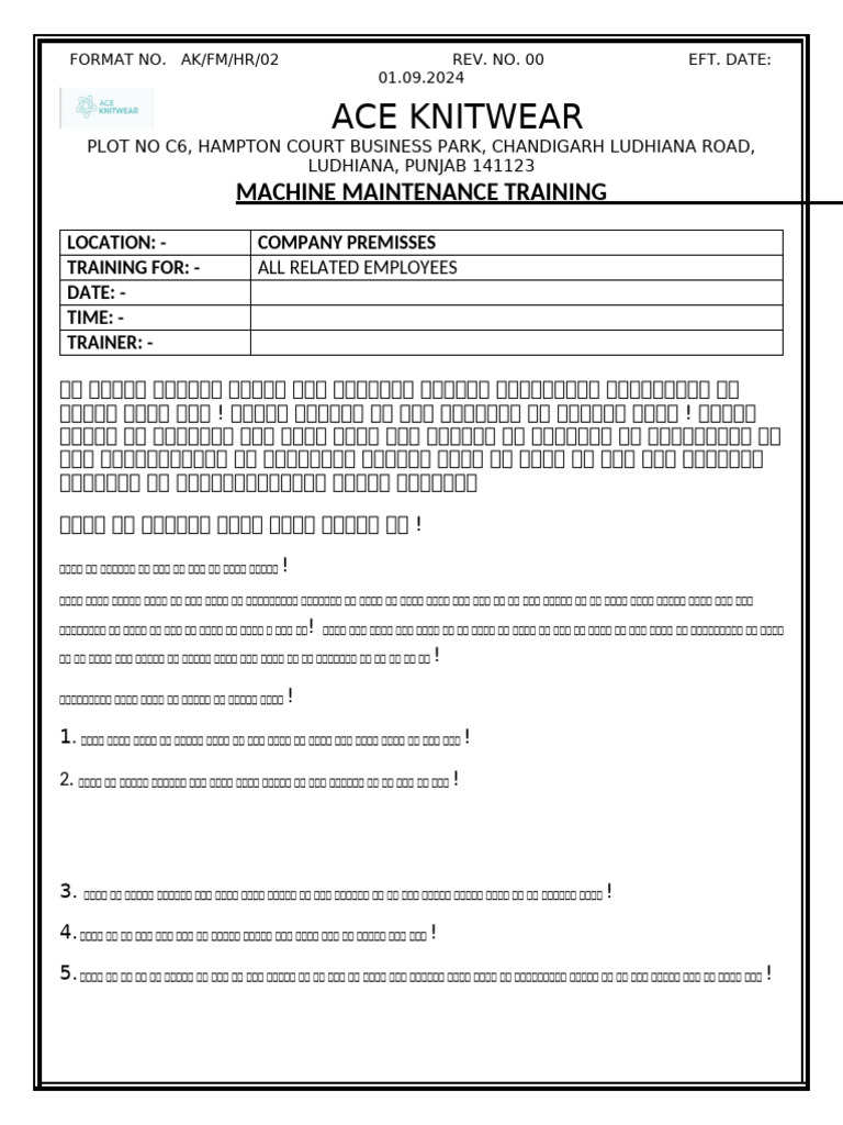 Training 02 - Machien Maintenance and Safety | PDF