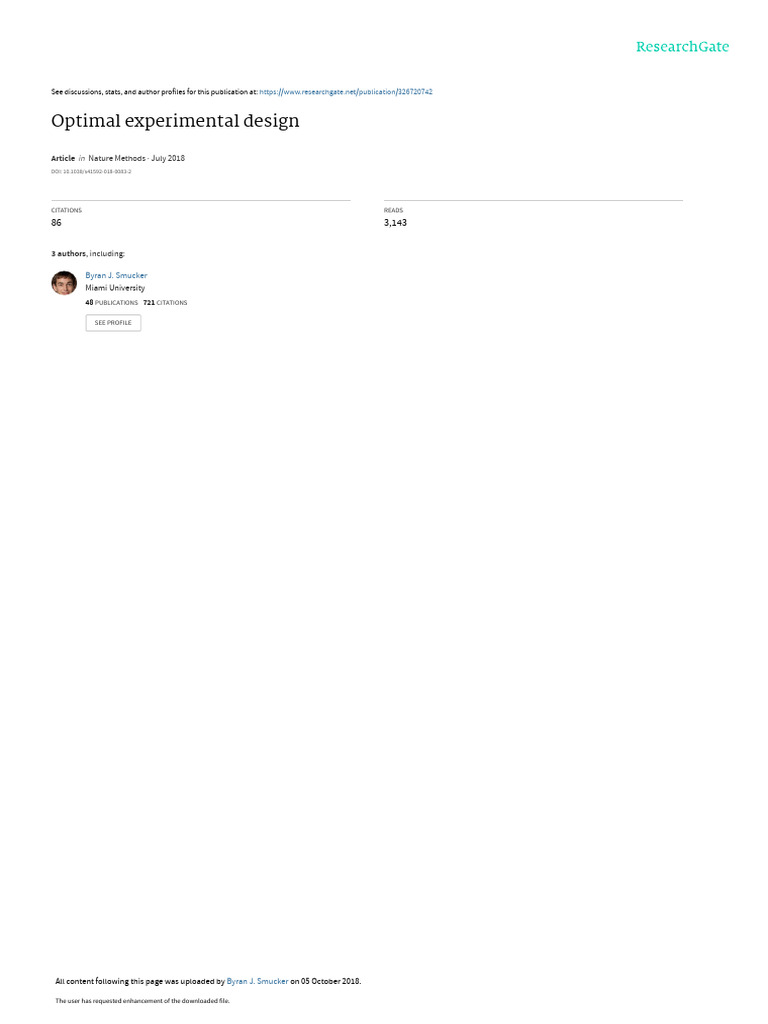 Optimal Experimental Design | PDF | Estimator | Variance