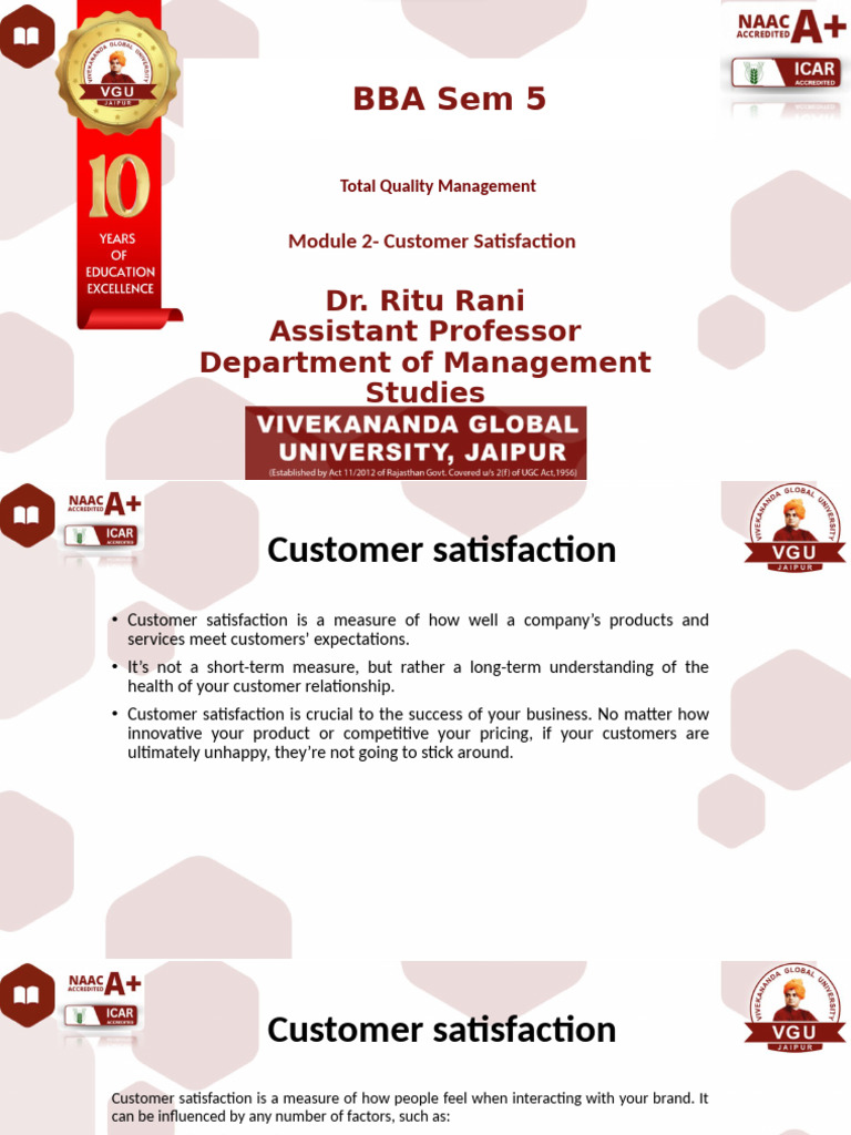 TQM Module 2 | PDF | Customer Satisfaction | Employee Retention