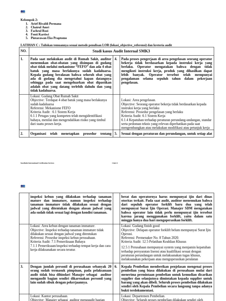 Latihan C (NCR) Kel. 2 | PDF | Teknologi & Rekayasa