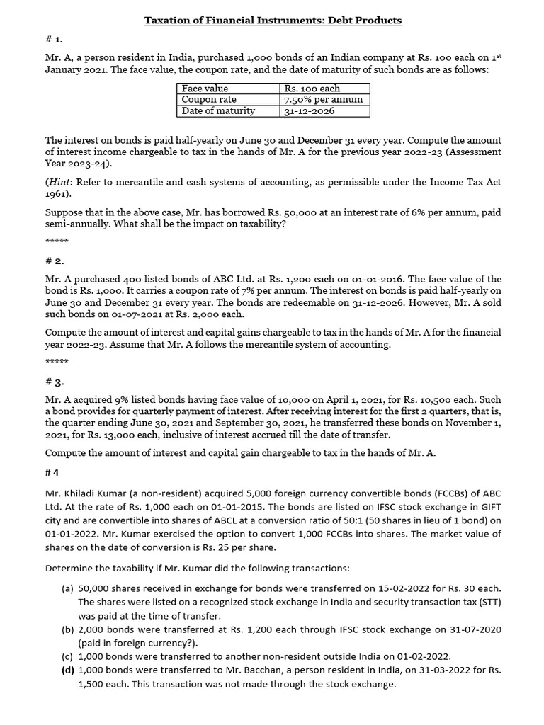 Taxation On Bonds - 01 | PDF | Bonds (Finance) | Interest