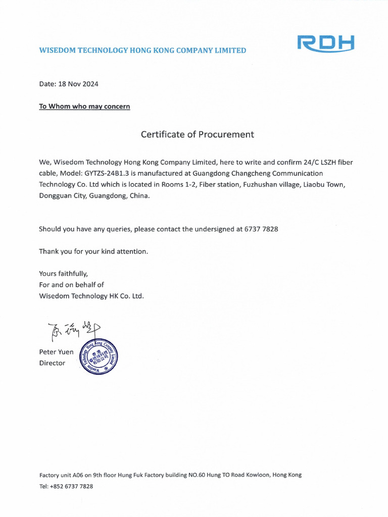 Certificate Letter | PDF
