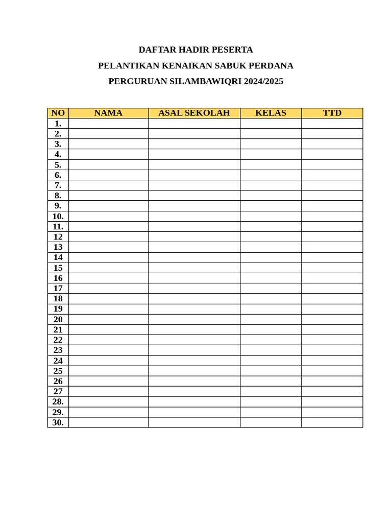 Daftar Hadir Peserta | PDF