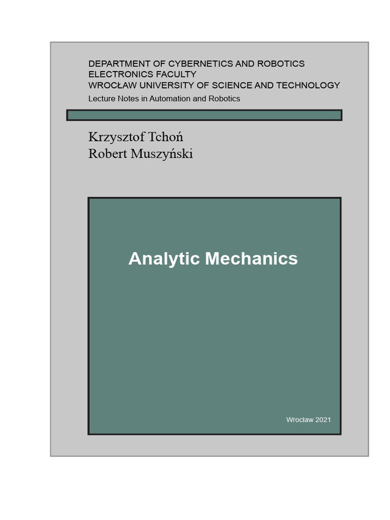 KTRM Analytic Mechanics | PDF | Hamiltonian Mechanics | Equations Of Motion