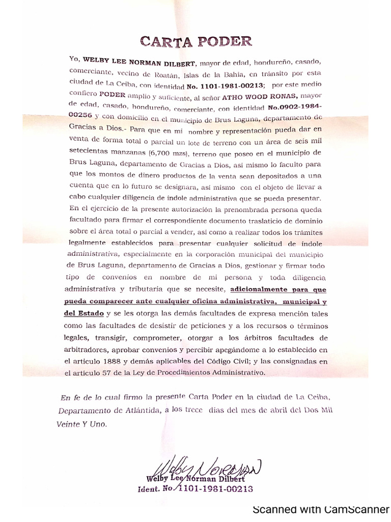 Cartas Poder Sin Notario | PDF