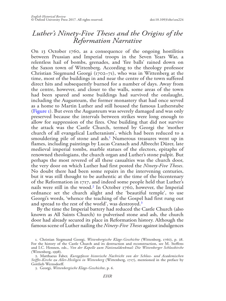 Luther's Ninety-Five Theses and The Origins of The Reformation ...