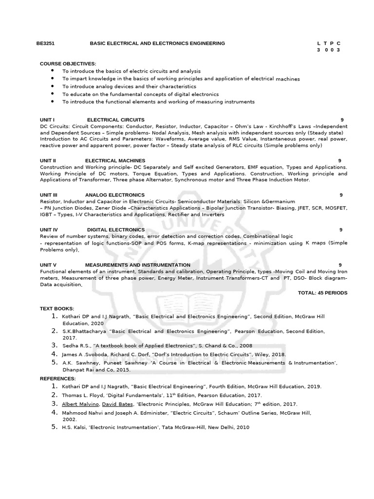 CSE BEEE Syallabus | PDF | Electrical Network | Ac Power