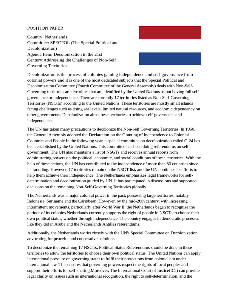 Positionpaper 15512 1731705994 6688 | PDF | Decolonization | United Nations