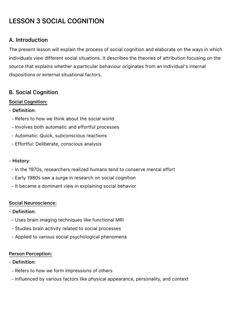 Understanding Social Cognition Processes | PDF | Bias | Behavior