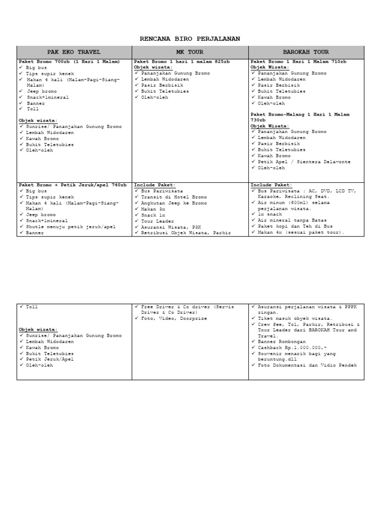 Rencana Biro Perjalanan | PDF