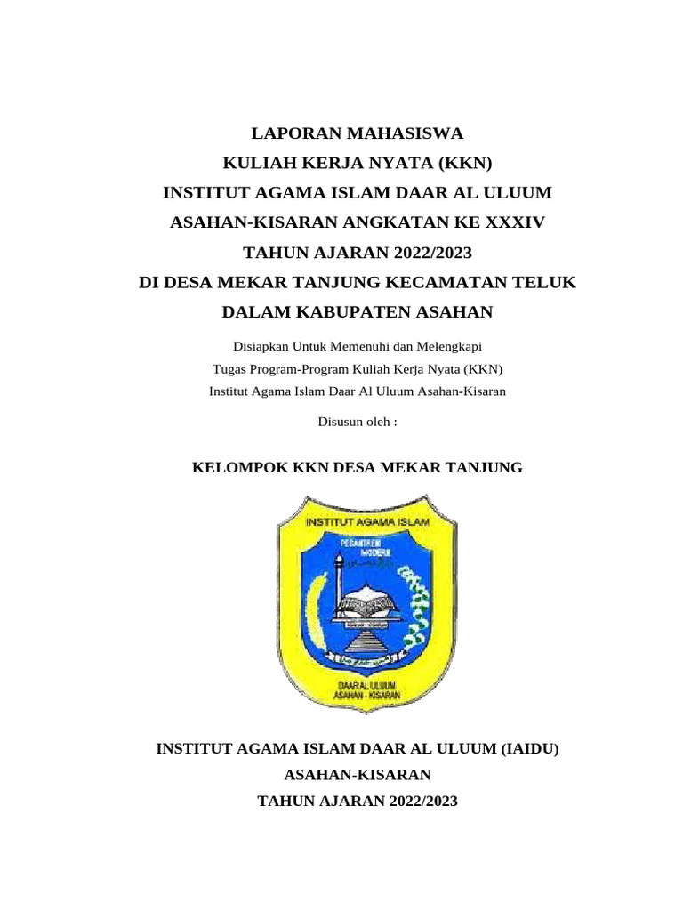 Laporan Akhir KKN Mekar Tanjung | PDF