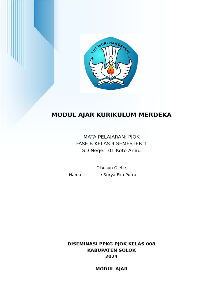 MODUL AJAR AKSI NYATA Diseminasi PPKG PJOK | PDF