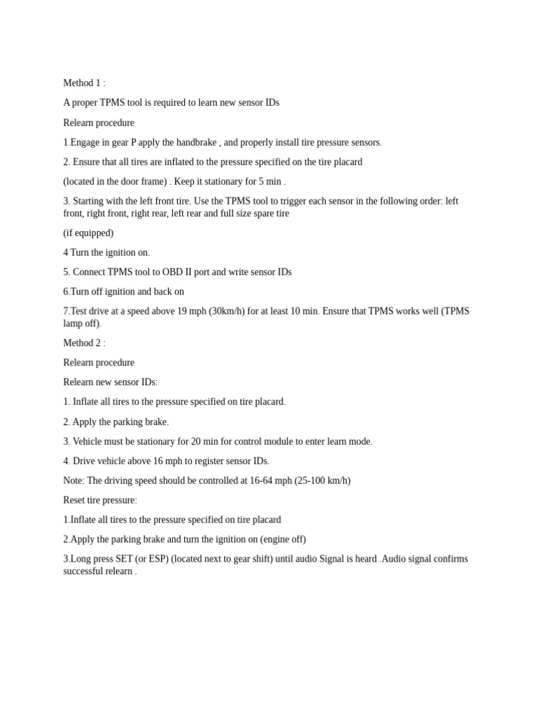 relearn procedure | PDF | Automotive Industry | Vehicle Technology