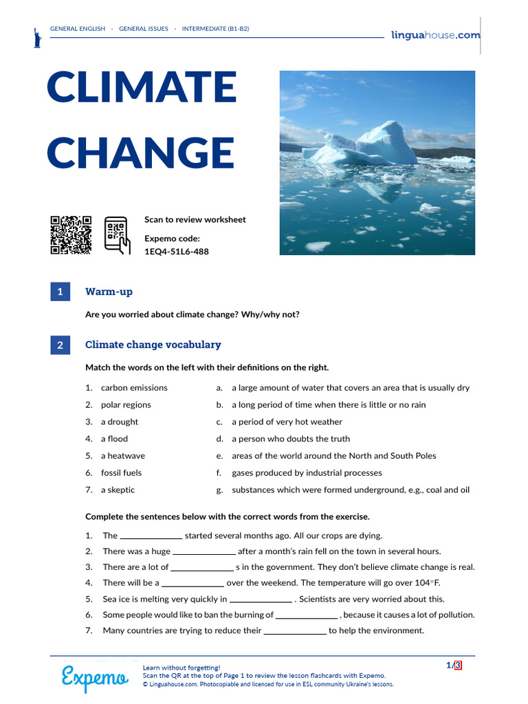 Climate Change American English Student B1 B2 | PDF | Climate Change ...