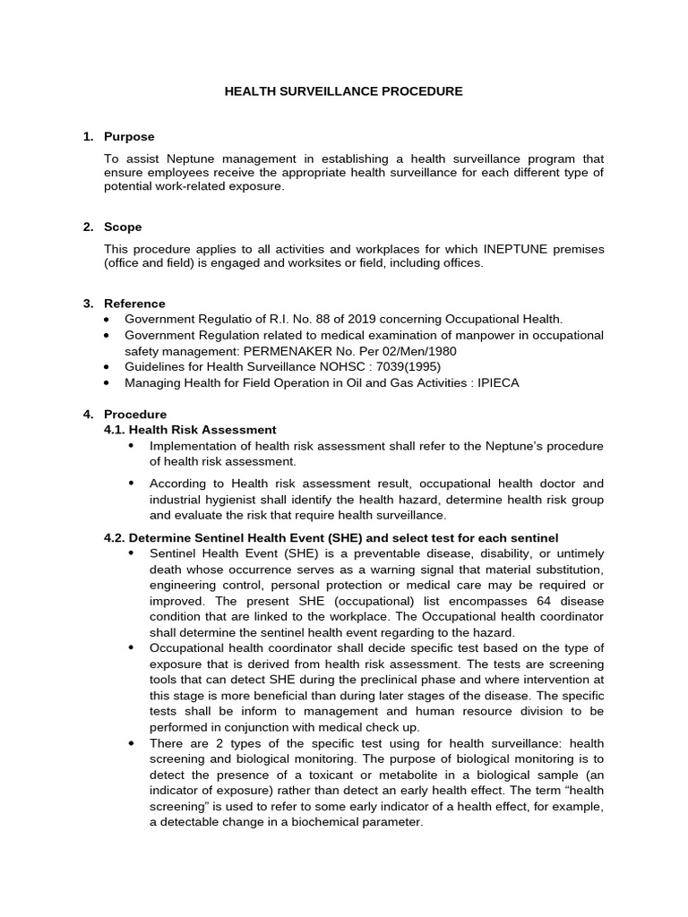 Health Surveillance Program Overview | PDF | Occupational Safety And ...