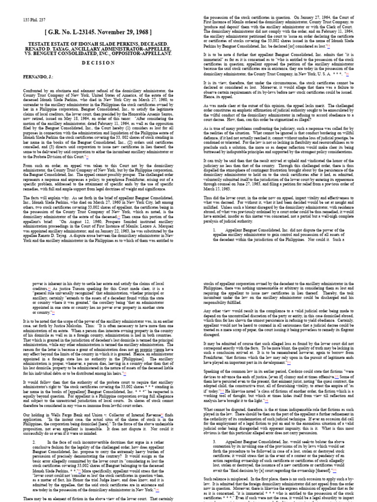 TAYAG V BENG CONSOLIDATED INC G.R. No. L-23145 November 29, 1968 | PDF | Appeal | Jurisdiction