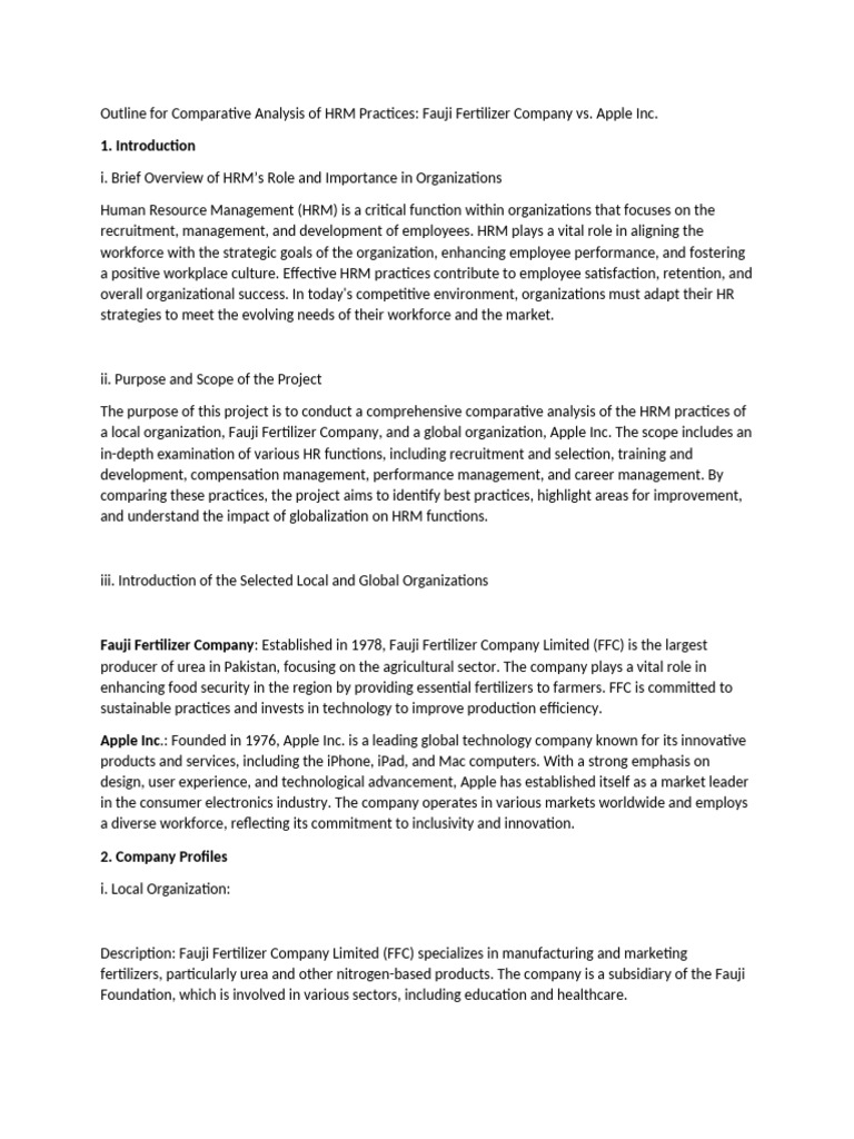 Outline For Comparative Analysis of HRM Practices | PDF | Human ...