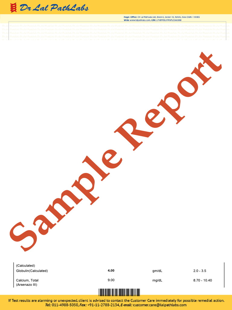 Blood Test Sample Report Summary | PDF